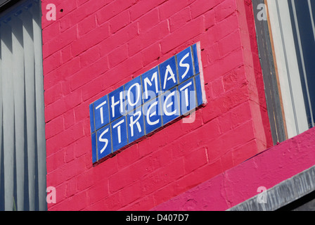 Thomas Street sign made in ceramic material in the Northern Quarter ...