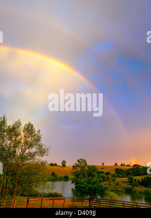 Rainbow over Farmland in evening Norfolk UK February Stock Photo - Alamy
