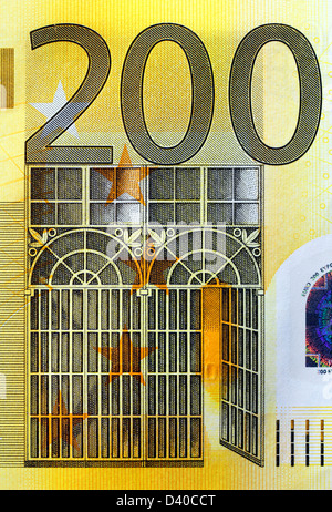 200 Euro banknote, Iron and glass architecture and bridge, 2002 Stock ...