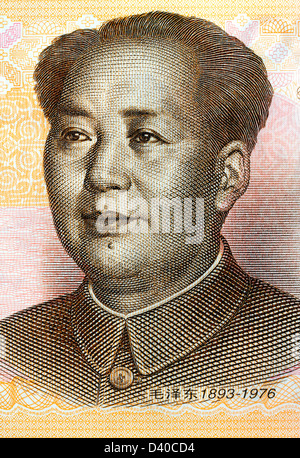 20 Yuan banknote, Mao Zedong and Li River karst mountain peaks near ...