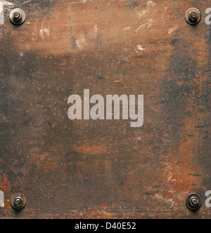 Rusty metal plate texture with bolts Stock Photo - Alamy