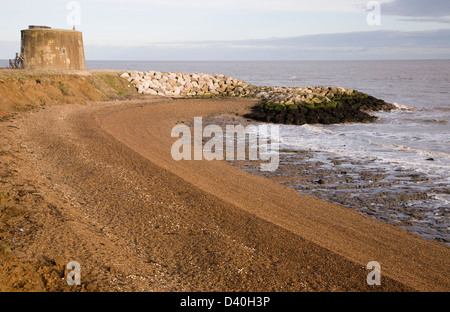 Rock armour and rapidly eroding cliffs Walton on the Naze Essex England ...