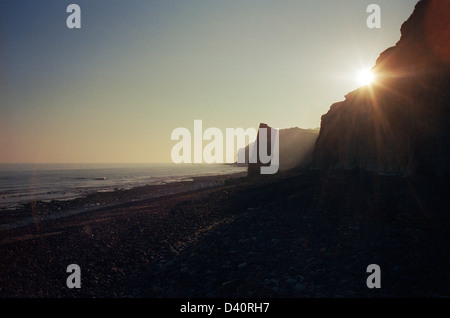 Blockhouse and cliffs, sunrise, Sainte Marguerite sur Mer,Normandy ...