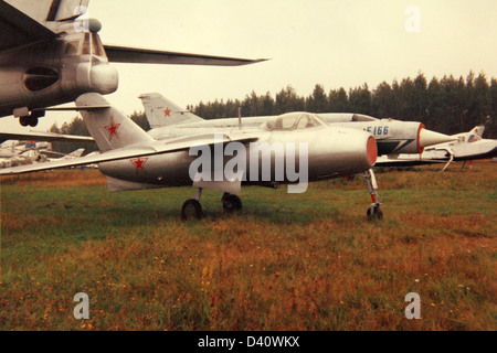 The La-15 is a Soviet jet fighter displayed at the Central Air Force ...