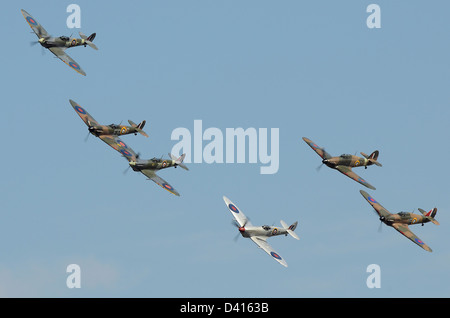 Flight, squadron, group of Spitfires. Second World War Supermarine ...