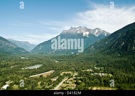 An aerial view of the Nuxalk First Nation community of Bella Coola, in ...