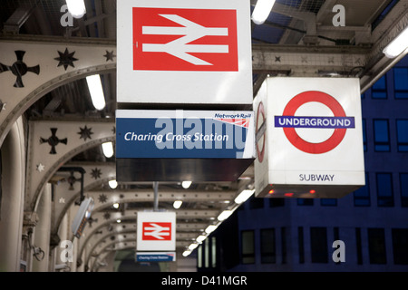 Charing Cross British Rail transport mainline & underground train ...