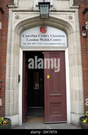 entrance with welsh and english language writing of the london welsh ...