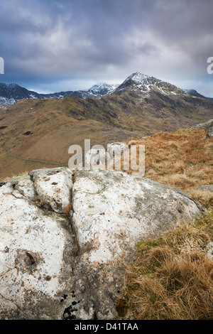 Crib Goch from Moel Berfedd in winter, Snowdonia National Park, Gwynedd ...