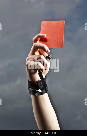 referee holding up a red card Stock Photo - Alamy