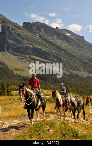 Horseback Riding Glacier National Park Montana MT US Stock Photo ...