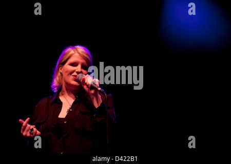 Clare Teal jazz singer performing on stage at Brecon Jazz Festival 2011 ...