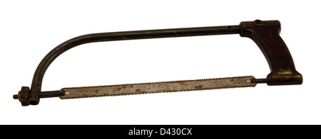 Old vintage metal hacksaw blade close up. Background for craftsmanship ...