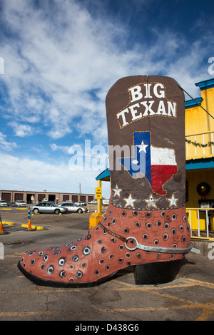 Giant cowboy boot statue outside the Big Texan Steakhouse along Route ...
