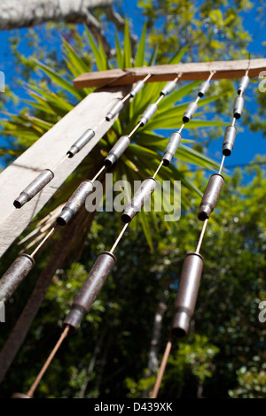 Used spent bullet casings strung up as a hand rail on display at the ...