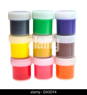 Rainbow colors, Open cans of paint Stock Photo - Alamy
