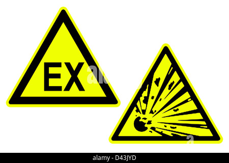 Warning Hazard Triangle Signs Set. Vector illustration. Yellow Stock ...