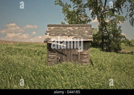 Dilapidated old farm shack in a field Stock Photo - Alamy