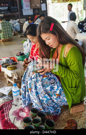Myanmar, Bagan, Lacquerware Makers Stock Photo - Alamy