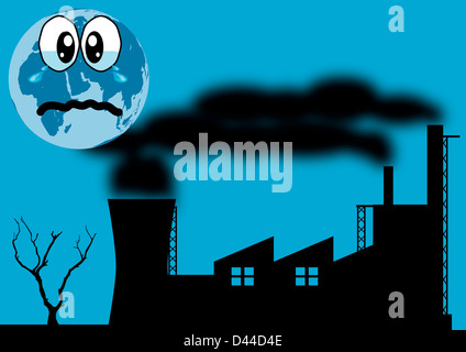 Illustration of Crying Earth Due to Pollution Stock Photo - Alamy