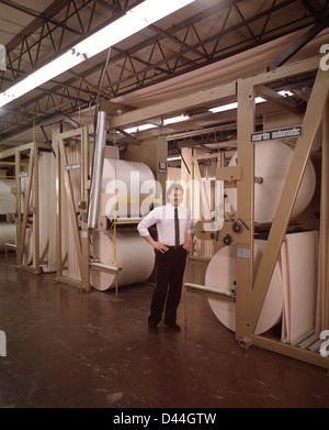 paper rolls and offset printing machines in a large print shop for ...
