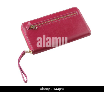 New brown genuine leather wallet on a wooden black chair with white ...