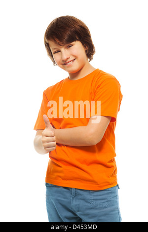 Cute 11 years old very confident boy isolated on white, full height ...