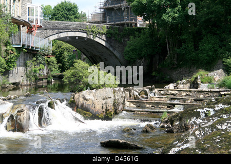 Salmon ladder River Wye falls Rhayader Powys Wales UK Stock Photo - Alamy
