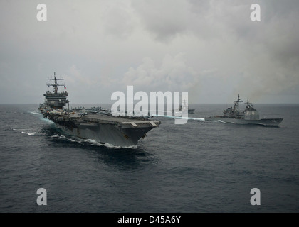 Formation of U.S. Navy ships transiting the western Pacific Ocean Stock ...