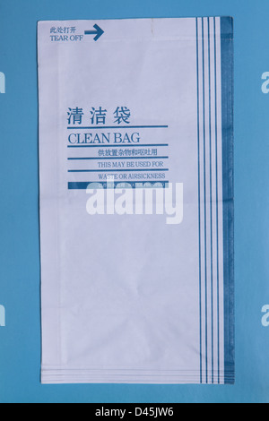 Sick / travel motion sickness bag for safe collection / holding of ...