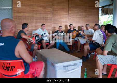 Polynesian celebration and sing-along, Tahiti Stock Photo - Alamy