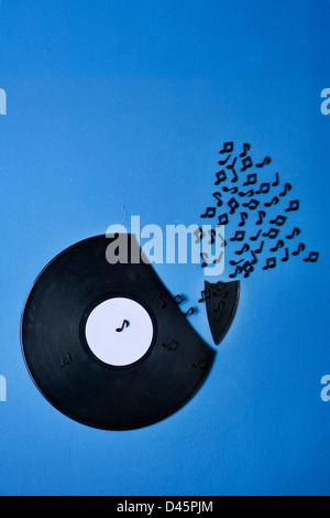 musical notes coming out of a LP disk Stock Photo - Alamy