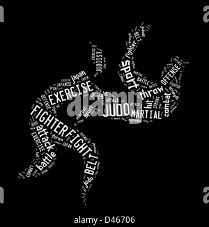 Judo pictogram with black wordings on white background Stock Photo - Alamy