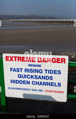 The dangerous quick sand and mud of the river Kent Estuary at Arnside ...