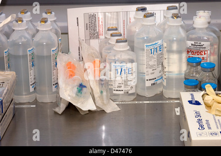 Bottles of saline solution Stock Photo - Alamy