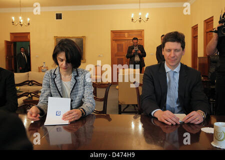 Nicosia, Cyprus. 7th March 2013. From Left to right Isabel von Köppen ...
