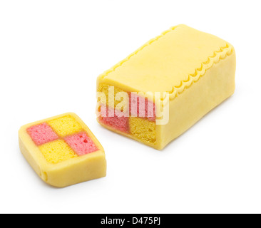 pink and yellow battenburg cake Stock Photo - Alamy