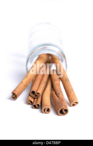 Cinnamon sticks spilled out of a jar Stock Photo - Alamy