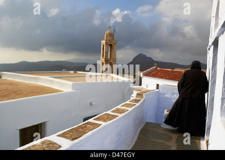 Greece, Cyclades islands, Tinos, Kechrovouniou Monastery Stock Photo ...