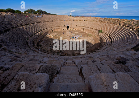 The Coliseum at the spectacular ruins of Leptis Magna near Al Khums ...