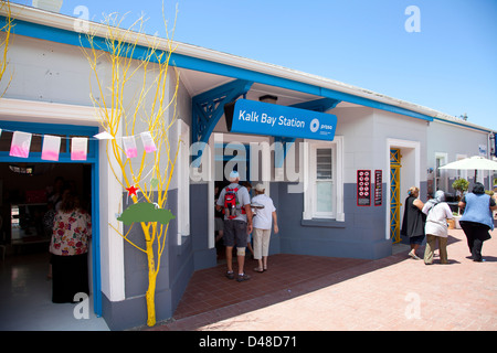 KALK BAY STATION WESTERN CAPE SOUTH AFRICA A suburban train on the ...