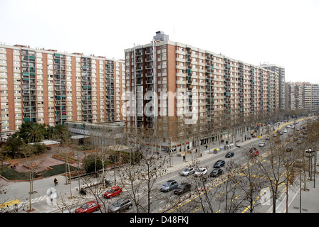 Barcelona Meridiana avenue buildings cars house windows main avenue ...