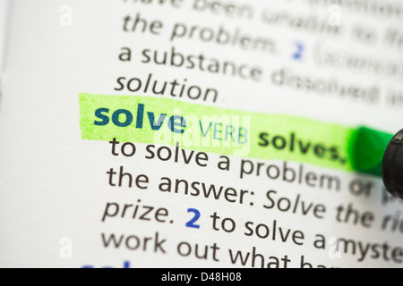 Solve definition highlighted Stock Photo - Alamy