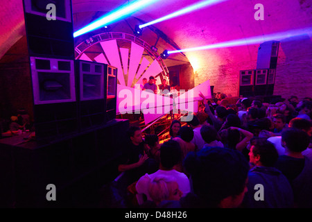 Nightclub rave warehouse party club acid house Stock Photo - Alamy