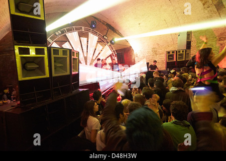 Nightclub rave warehouse party club acid house Stock Photo - Alamy