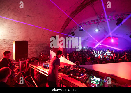 Nightclub rave warehouse party club acid house Stock Photo - Alamy