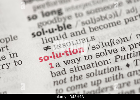 Definition of solution Stock Photo - Alamy