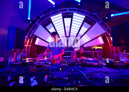 Nightclub rave warehouse party club acid house Stock Photo - Alamy