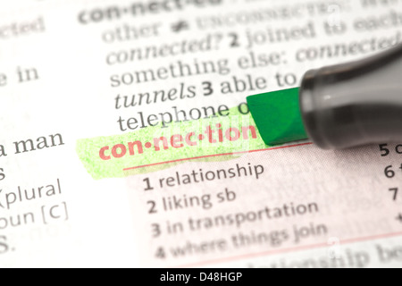 Connection definition highlighted in green Stock Photo - Alamy