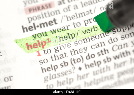 Help definition highlighted in green Stock Photo - Alamy